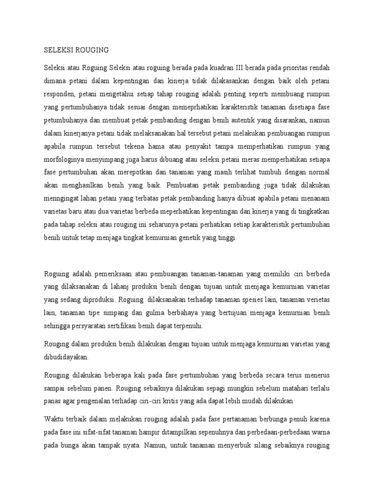 Teknik dan Pentingnya Roguing Padi | PDF