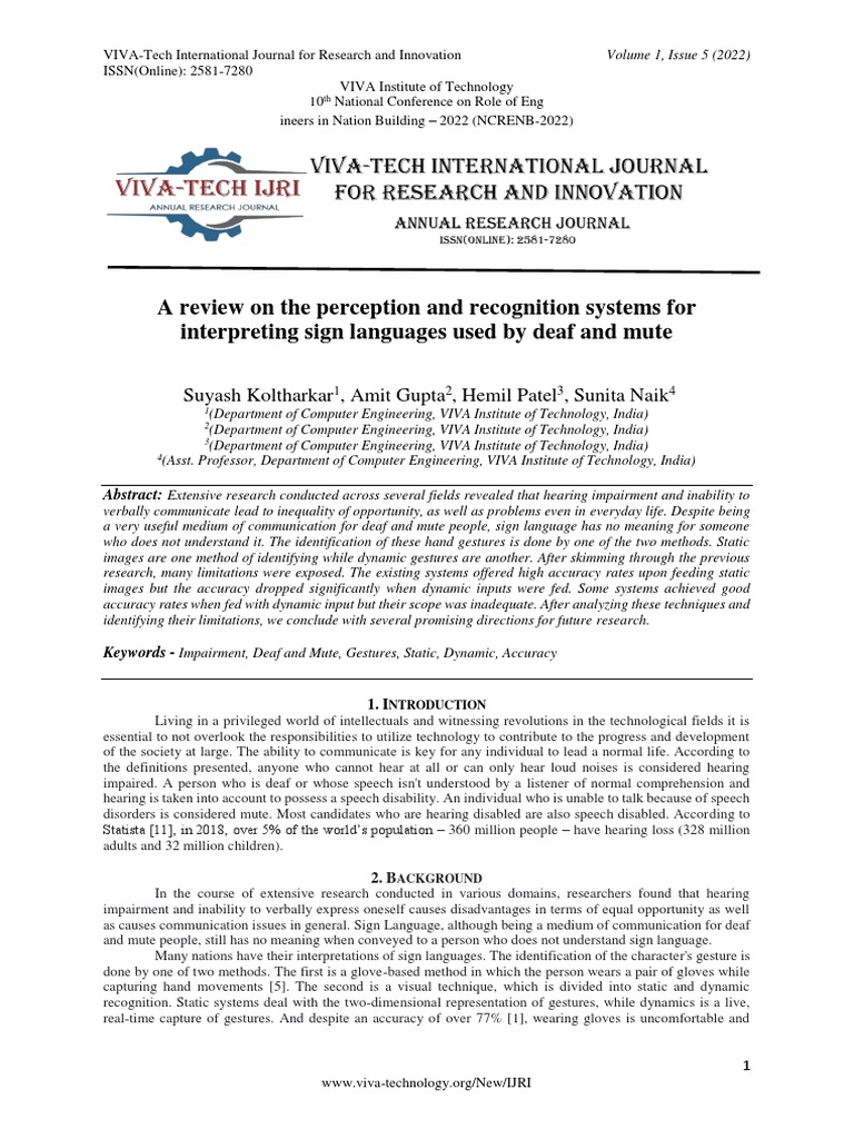 A Review On The Perception and Recognition Systems For Interpreting ...