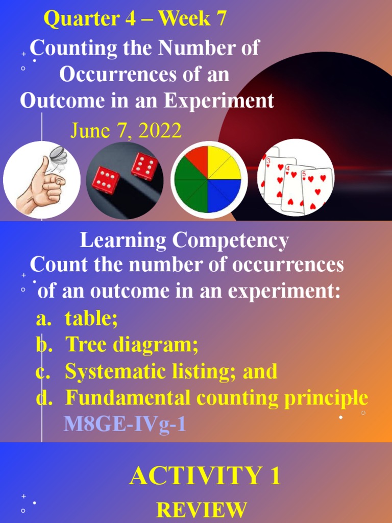 POWERPOINT Q4 W7 Counting The Number of Occurrences of An Outcome in An Experiment June 29 2021 ...