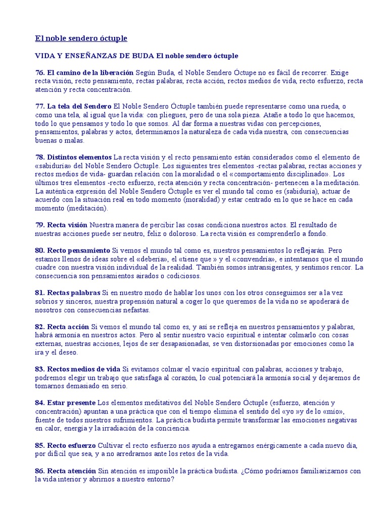 Buda - El noble sendero óctuple | PDF | Noble Óctuple Sendero | Gautama ...