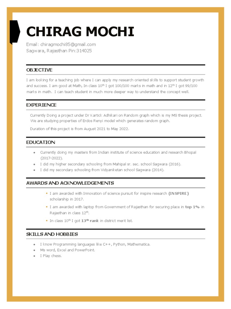 Chirag Mochi: Sagwara, Rajasthan Pin:314025 | PDF