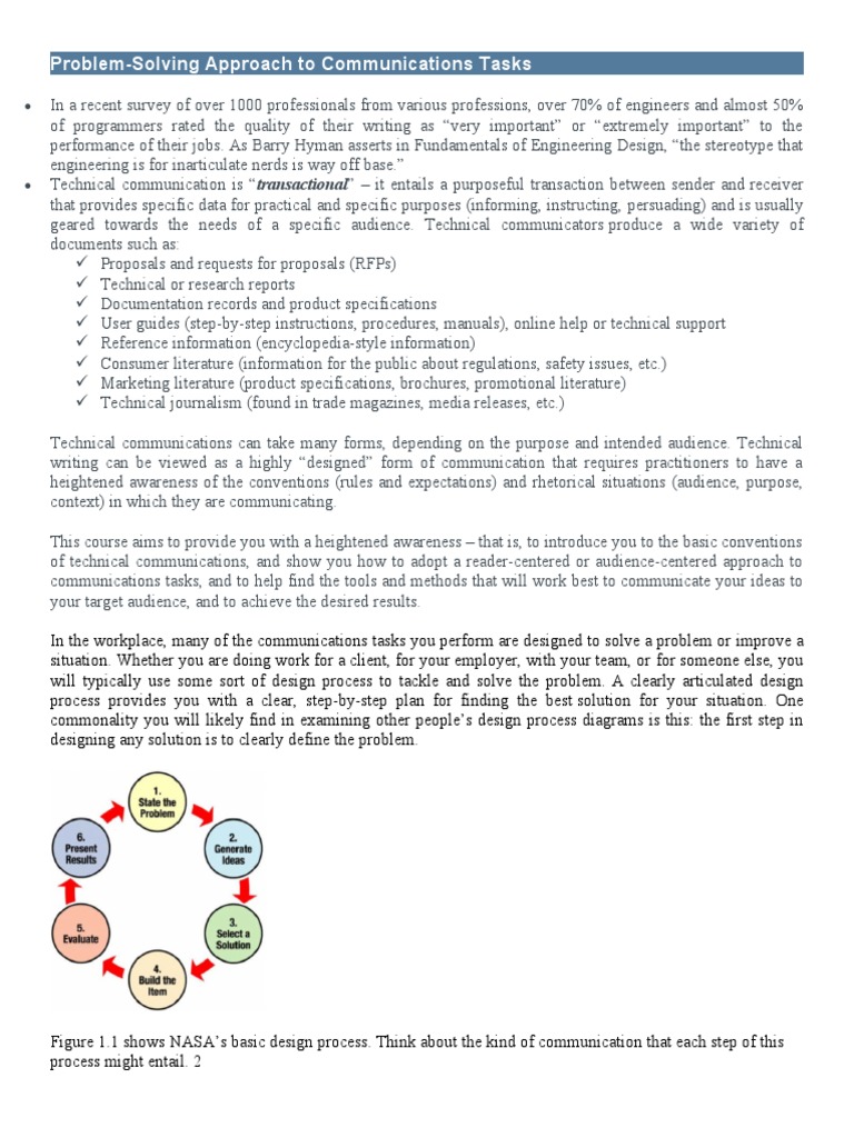 Problem-Solving Approach To Communications Tasks | PDF | Technical Communication | Information