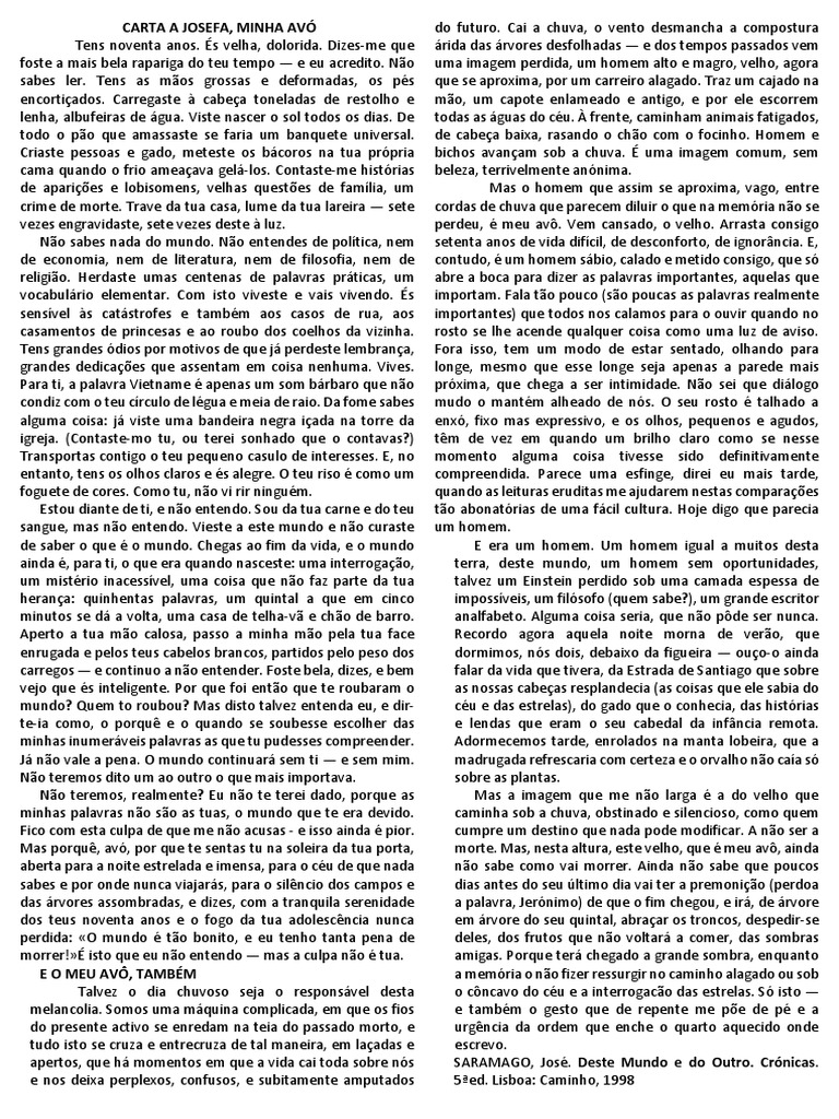 Carta A Josefa e Meu Avo | PDF