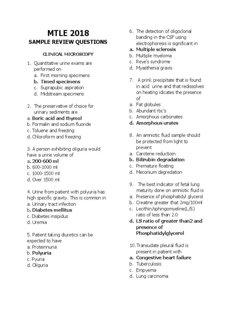 MTLE 2018: Sample Review Questions | PDF | Antibody | Immunology