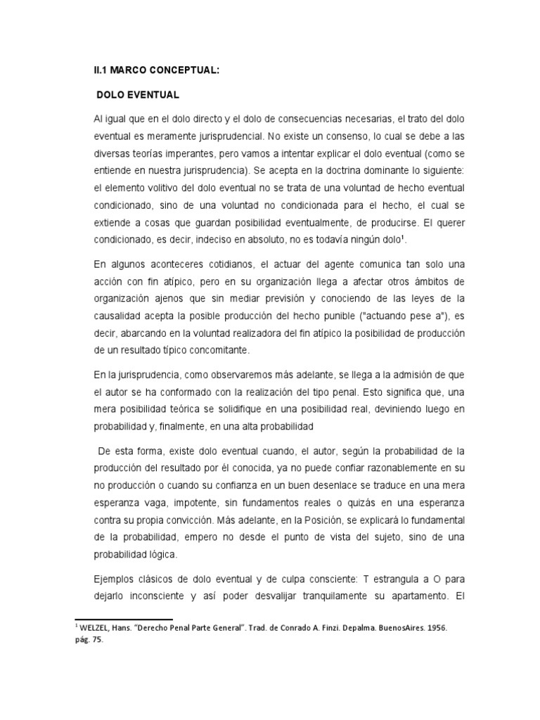 Dolo Eventual y Culpa Consciente | PDF | Intención (Derecho Penal ...