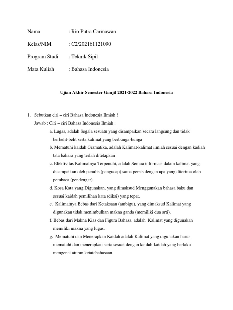 C2 - 21 - 090 - Rio Putra Carmawan - Uas B. Indonesia | PDF | Karier ...