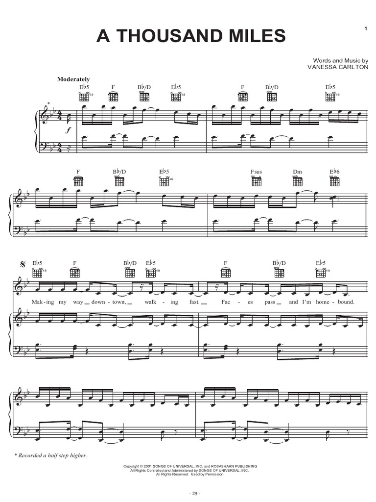 A Thousand Miles - VanessaCarlton | PDF