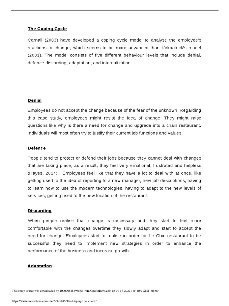 The Coping Cycle | PDF | Applied Psychology | Business