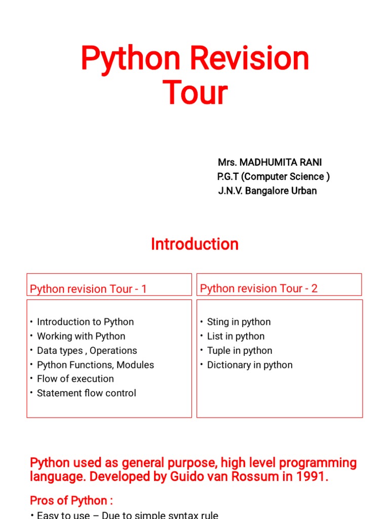 ch1 Revision Tour-1 | Download Free PDF | Python (Programming Language ...