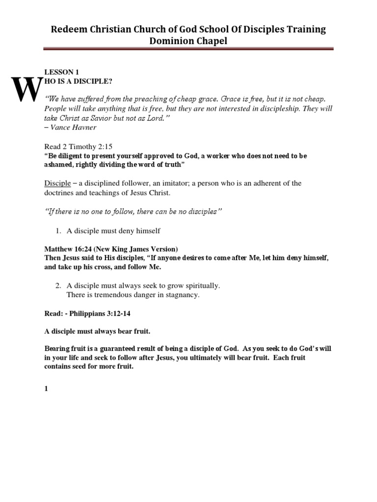 School of Discipleship Manual | PDF | Jesus | Samuel