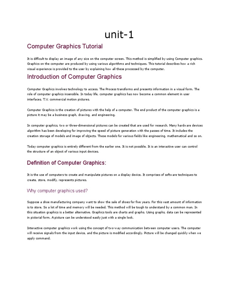 Computer Graphics | PDF | Liquid Crystal Display | Display Resolution