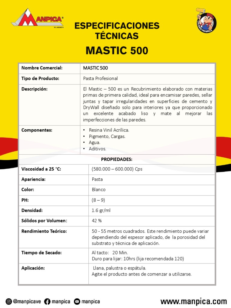 Fichas Tecnicas Mastic 500 | PDF