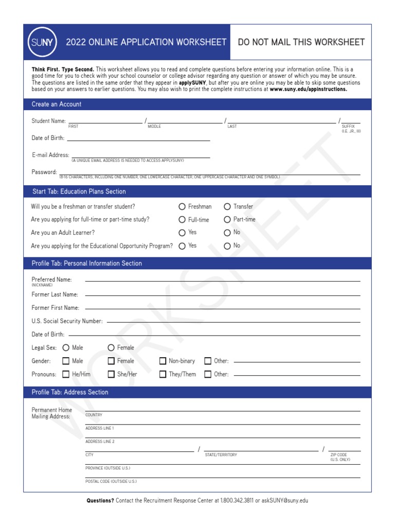 Suny App Worksheet | PDF | Race And Ethnicity In The United States ...
