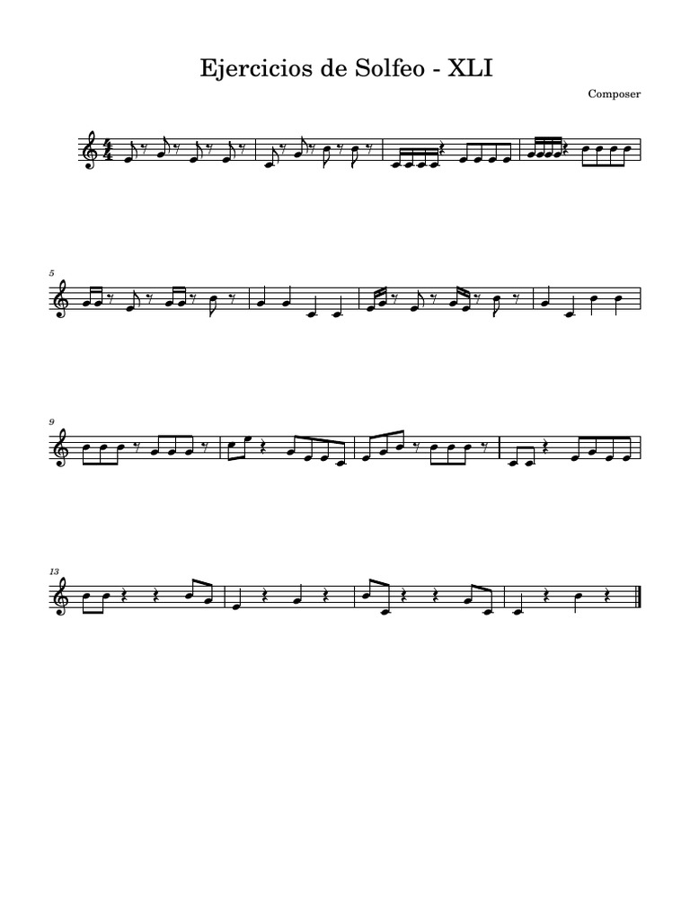 Ejercicios de Solfeo - XLI | PDF