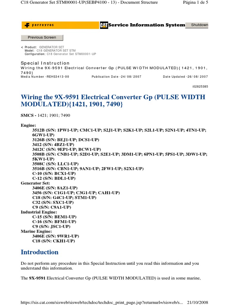 Rehs3413 - Wiring 9X9591 | PDF | Electromagnetism | Information And ...
