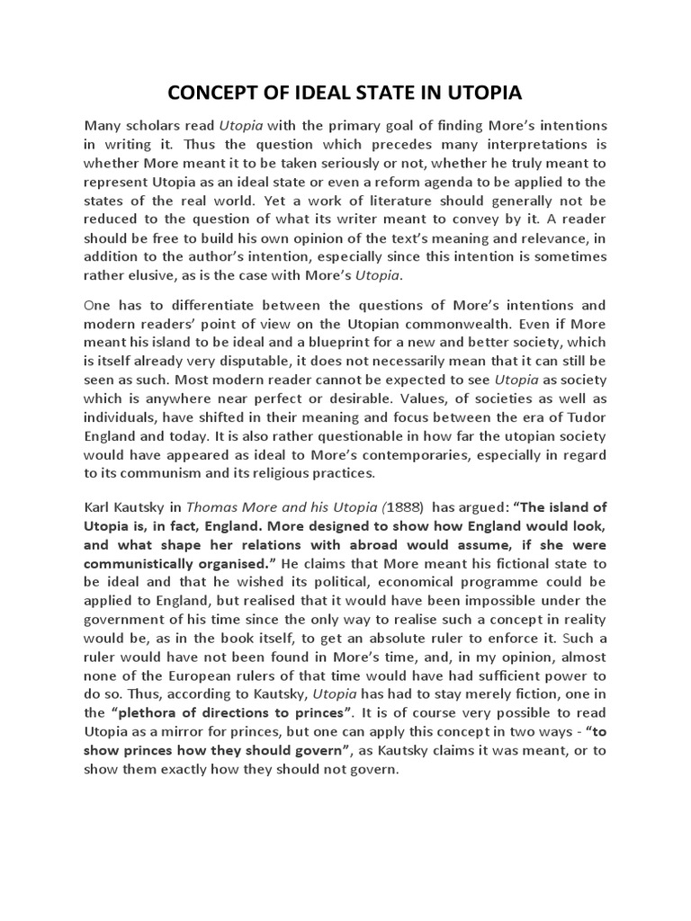 More's Utopia: Ideal State Analysis | PDF | Utopia | Utopia (Book)