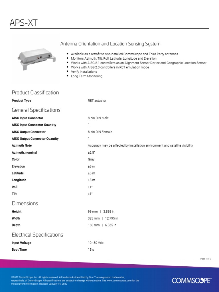APS-XT Product Specifications | PDF | Electricity | Electrical Engineering