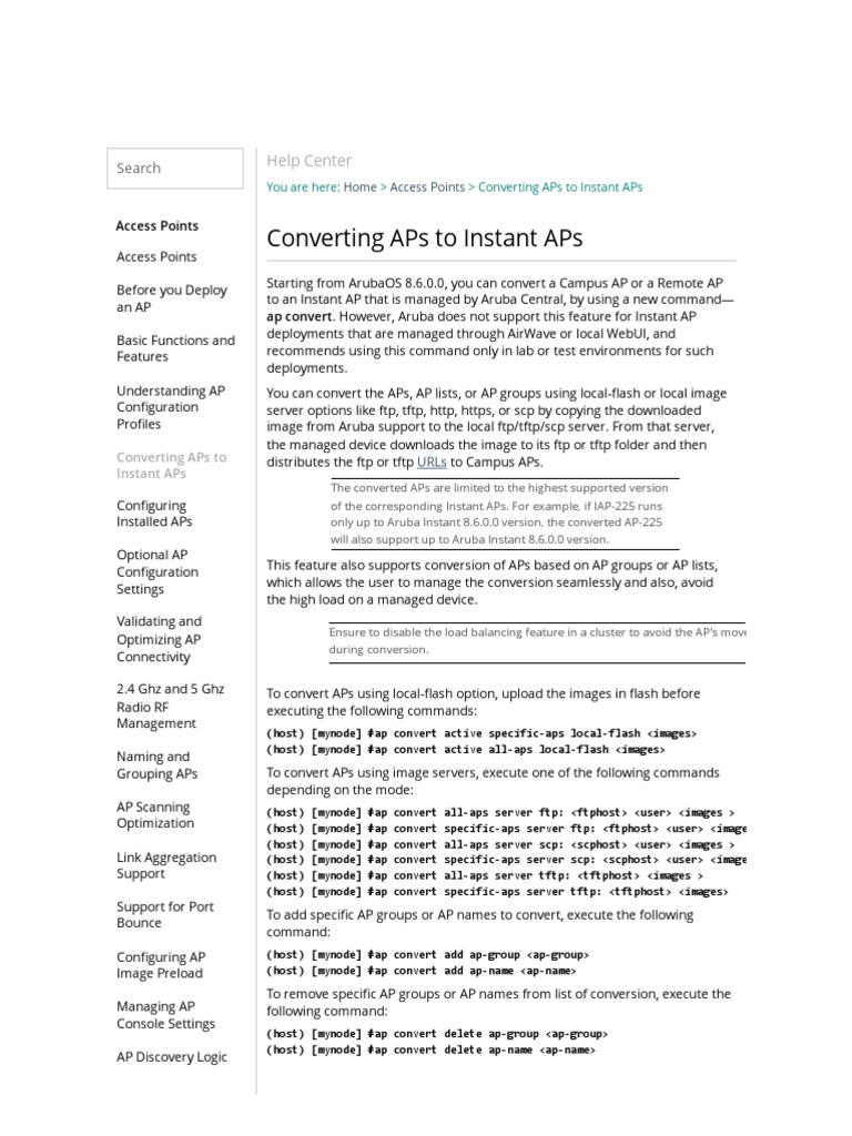 Converting APs To Instant APs | PDF | File Transfer Protocol | Network ...