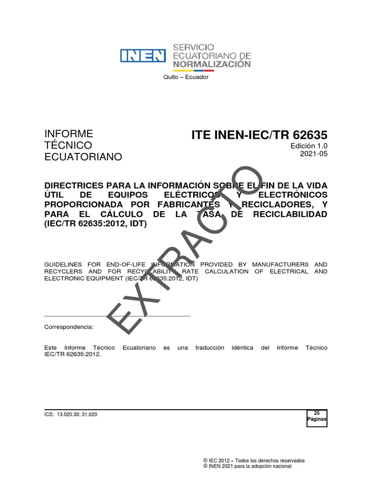 Ite Inen Iec TR 62635 | PDF | Comisión Electrotécnica Internacional ...