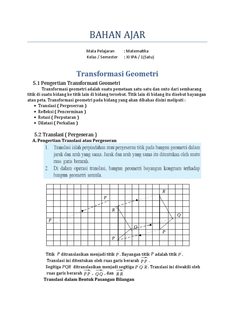 Materi Ajar Transformasi Geometri | PDF