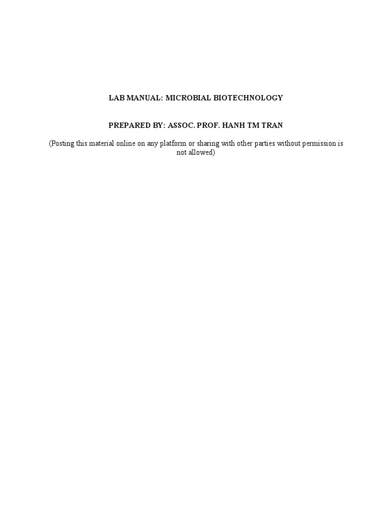 Microbial Biotech Lab Manual | PDF | Yeast | Sucrose