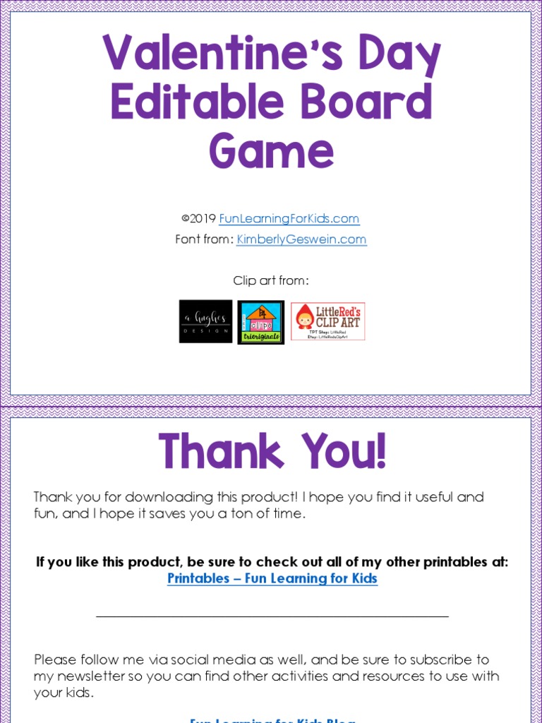 Editable Valentine's Day Board Game | PDF | Computer File | Computing