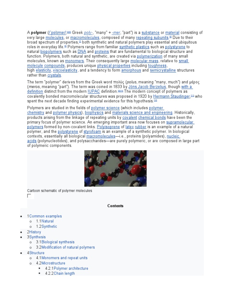 Poly - Mer: Cartoon Schematic of Polymer Molecules | PDF | Polymers ...