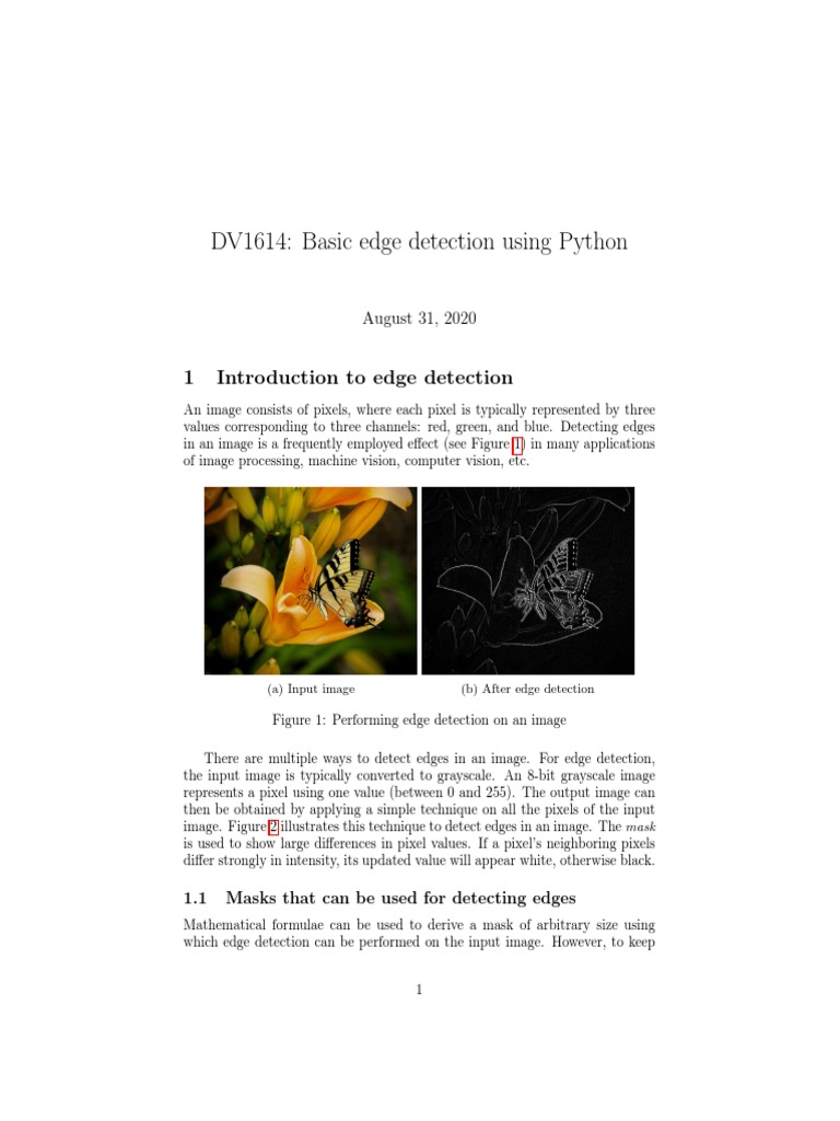 DV1614: Basic Edge Detection Using Python | PDF | Function (Mathematics) | Pixel