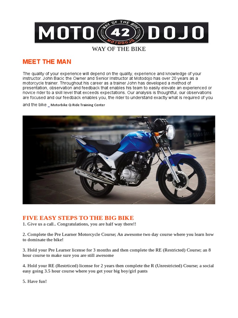 Motorbike Q-Ride Training Center | PDF | Motorcycle | Learning