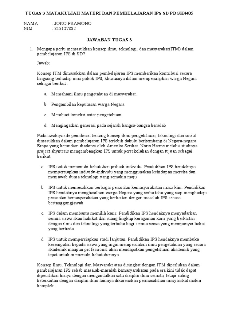 Tugas 3 Pdgk4405 - Joko Pramono | PDF | Karier & Perkembangan