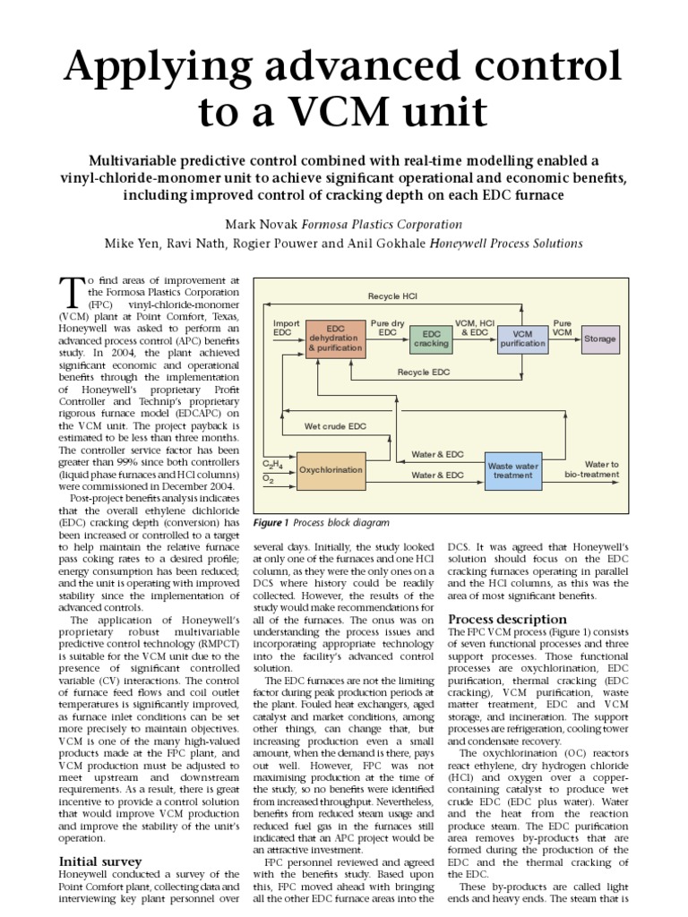 Applying Advanced Control To A VCM Unit (PTQ - Q1 2007) | PDF | Control ...