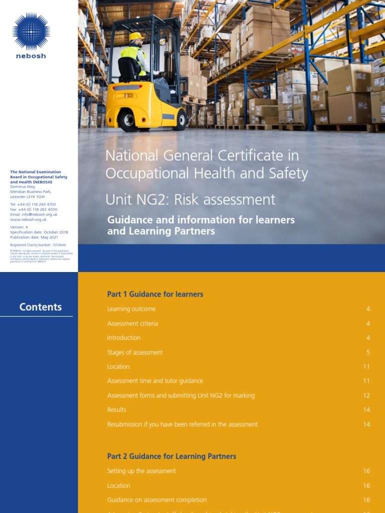 National General Certificate in Occupational Health and Safety Unit NG2: Risk Assessment ...