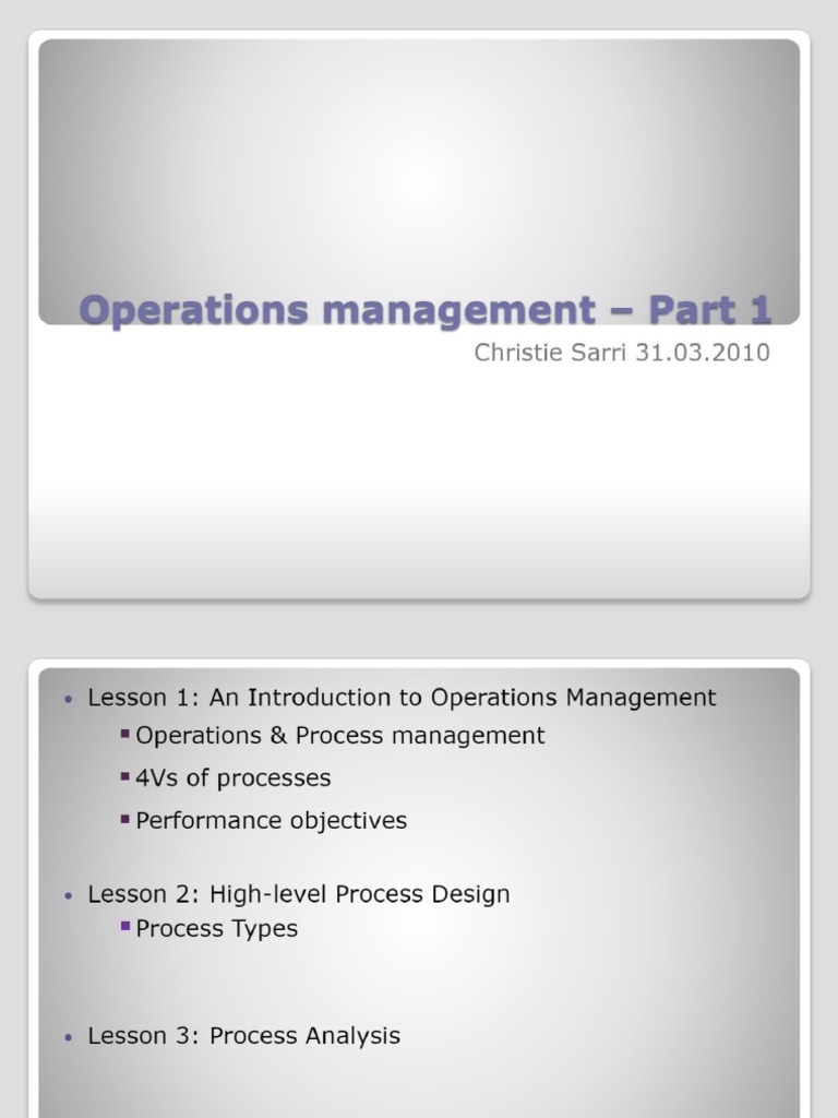 Operations Management - Part 1 | PDF