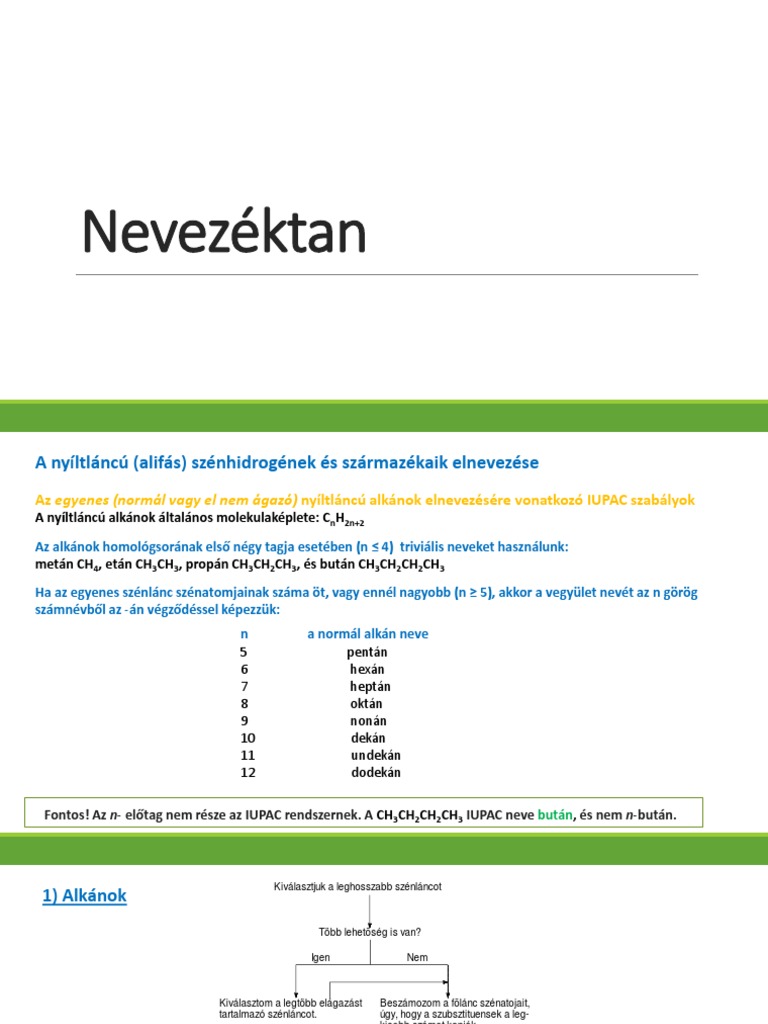 Nevezéktan Alkán Alkén Alkin | PDF