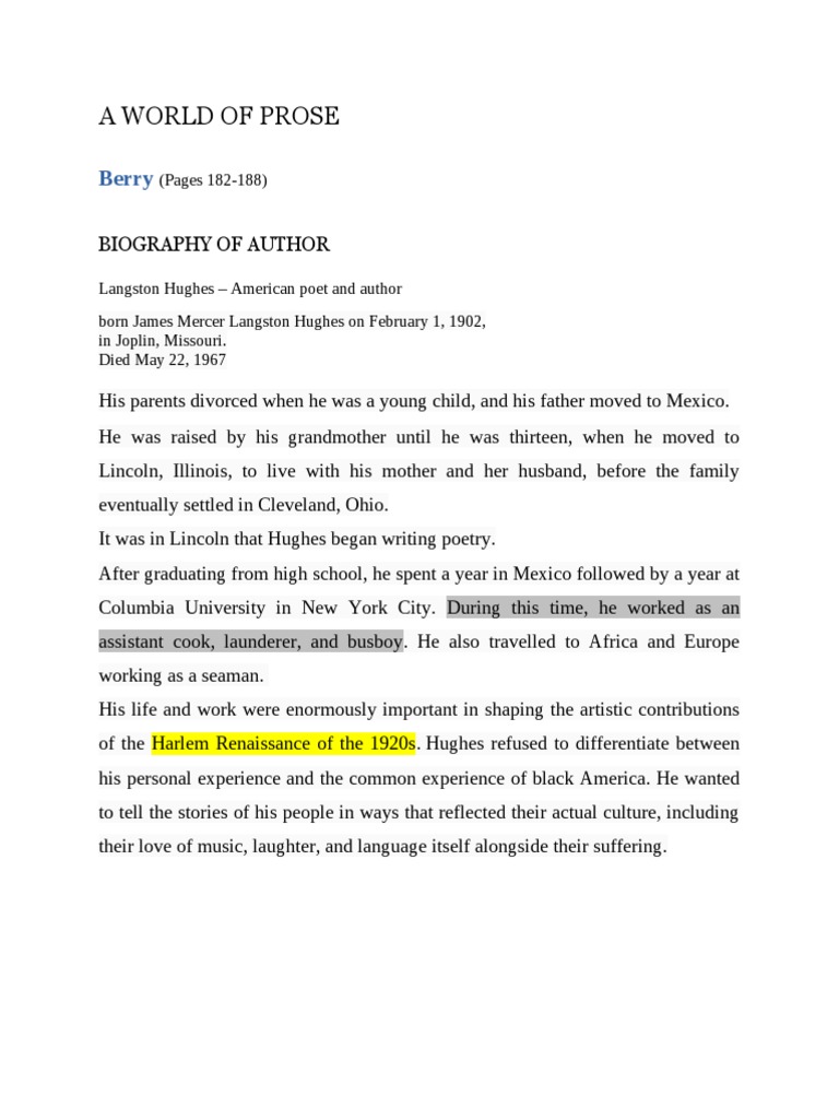 A World of Prose: Berry | PDF