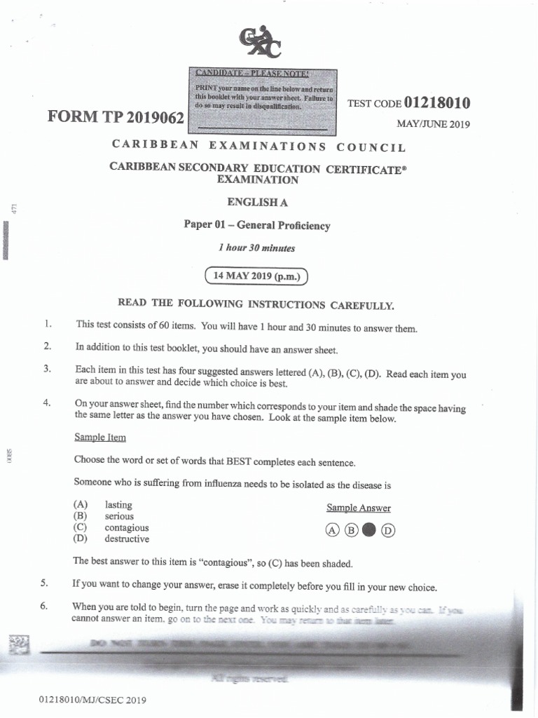 English A Paper 1 | PDF