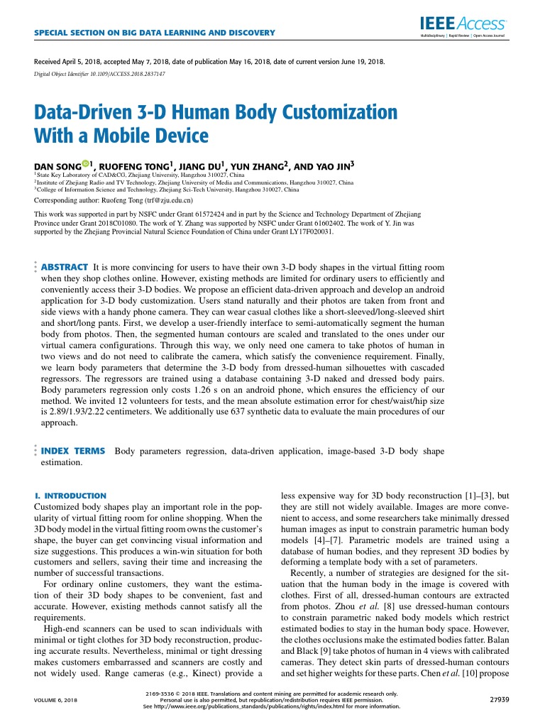 Mobile 3D Body Customization | PDF | Regression Analysis | Principal ...