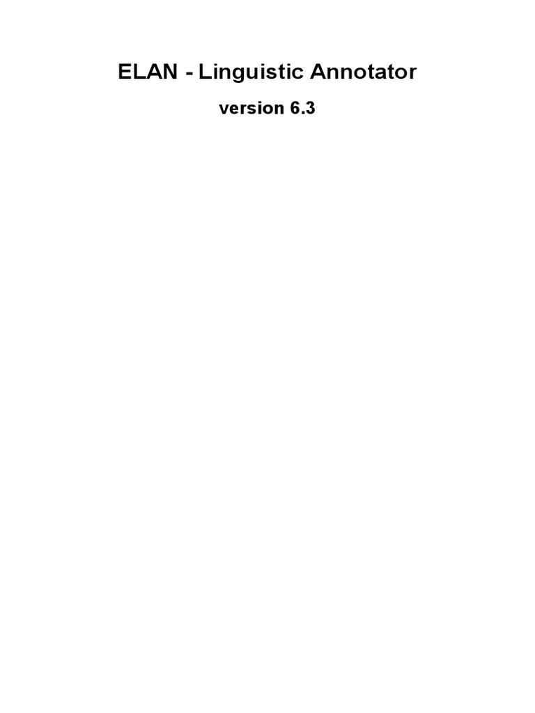ELAN Manual | PDF | Computer File | Annotation