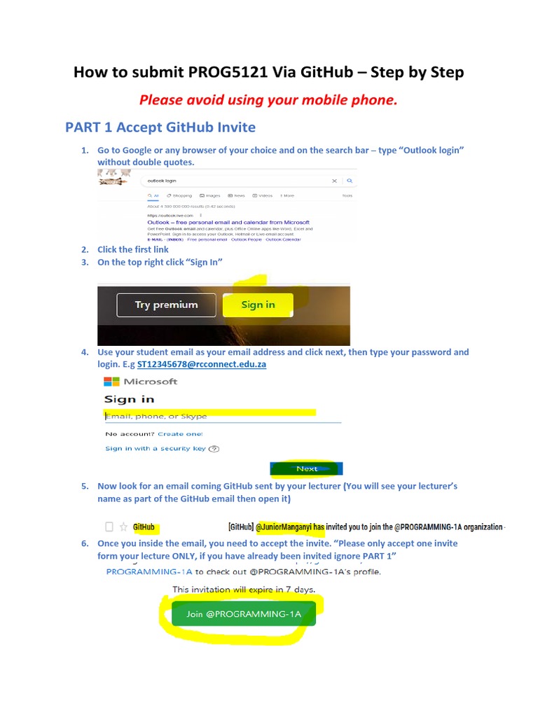 How To Submit PROG5121 Via GitHub | PDF | Login | World Wide Web