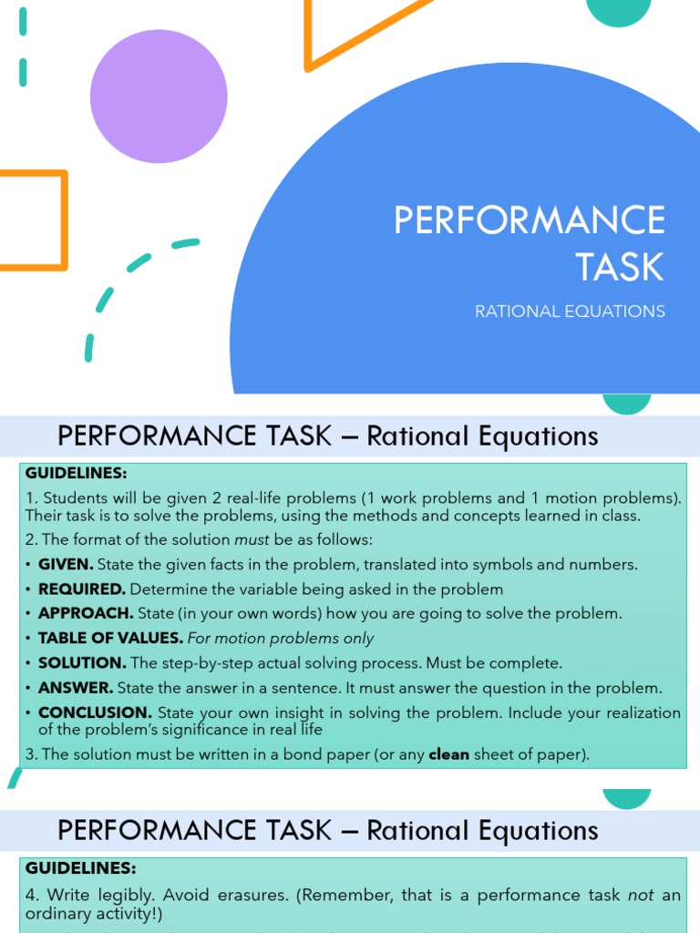 Rational Equations Performance Task | PDF | Equations | Cognition