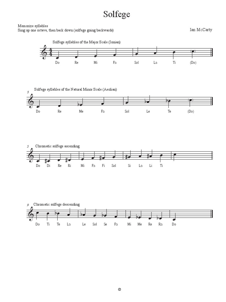 Solfege Syllables and Exercises - Score | PDF