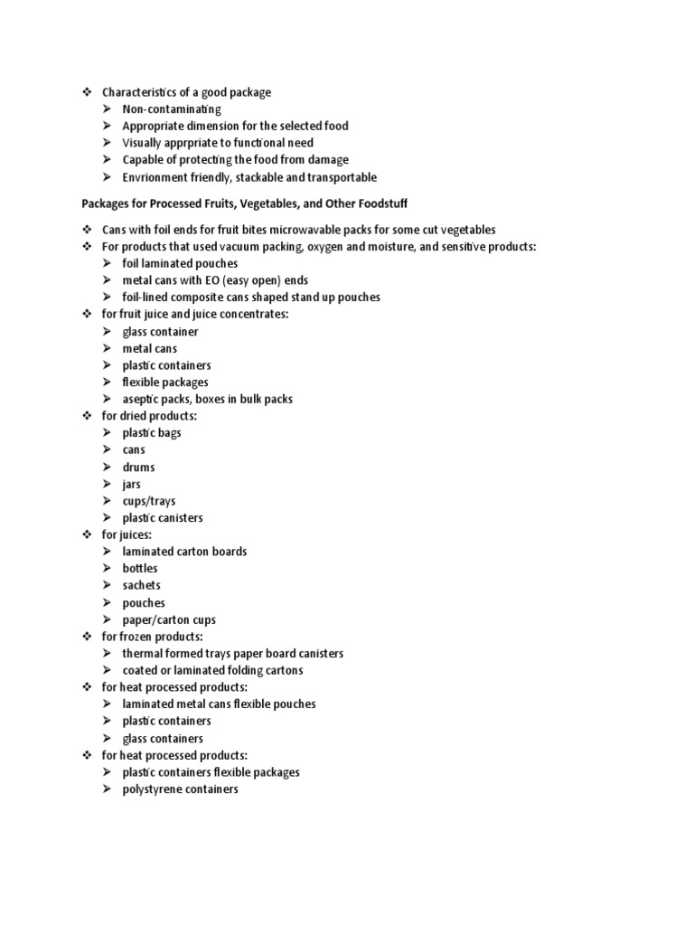 Qualities of Effective Food Packaging | PDF