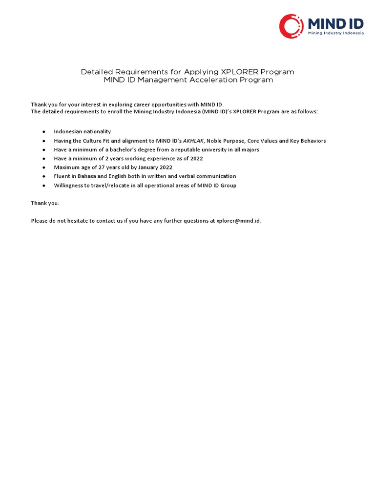 MIND ID XPLORER Program Application Guide | PDF | Business