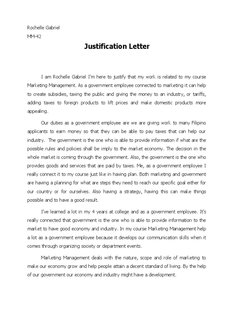 Justification Letter | PDF