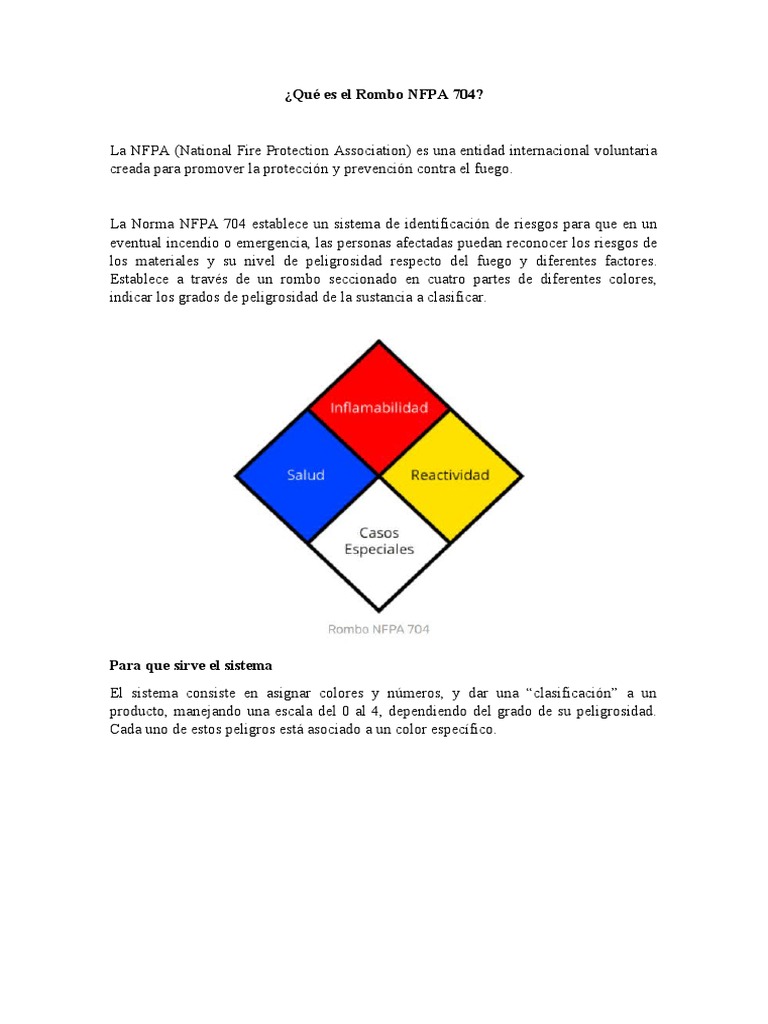 Qué Es El Rombo NFPA 704 | PDF | Combustión | Química