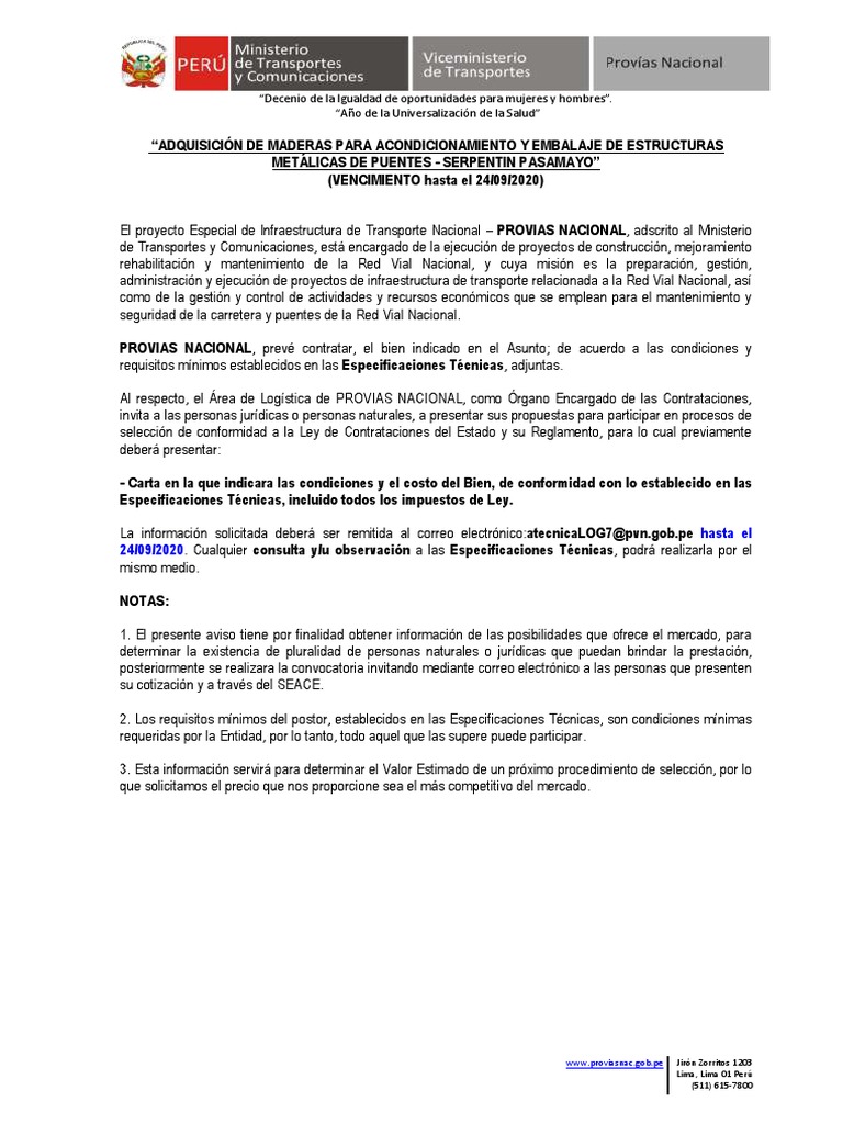 Eett de Req de Madera 2020 Invitacion | PDF | Estado (política) | Logística