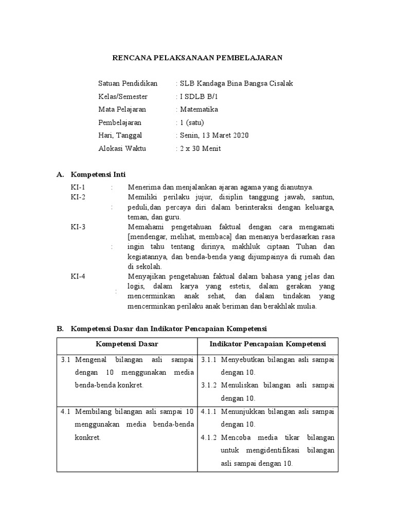 RPP Siklus 1 PTK SLB | PDF | Karier & Perkembangan | Kesehatan Holistik