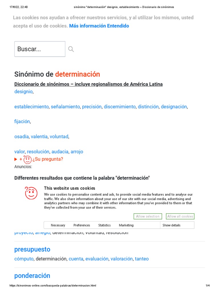 Sinónimo - Determinación - Designio, Establecimiento - Diccionario de ...