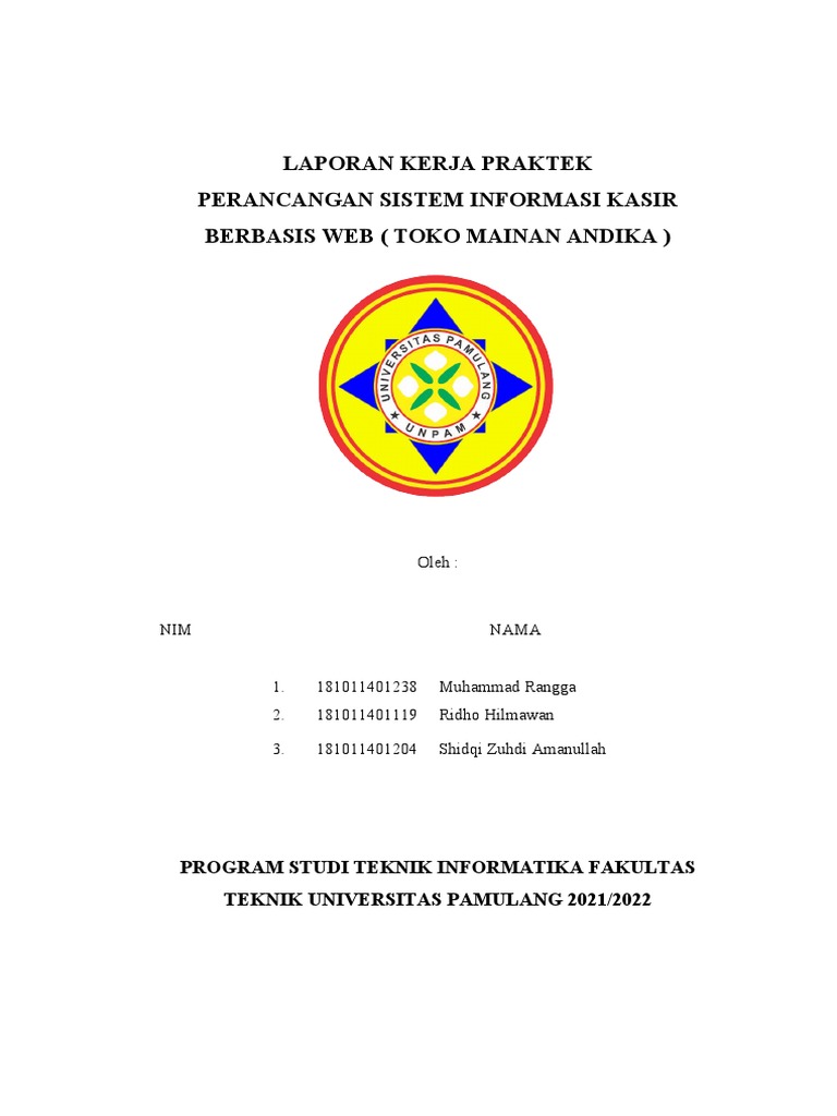 Laporan Kerja Praktek Perancangan Sistem Informasi Kasir Berbasis Web (Toko Mainan Andika) | PDF ...