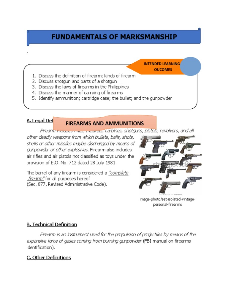Fundamentals of Marksmanship: Firearms and Ammunitions | PDF | Firearms ...